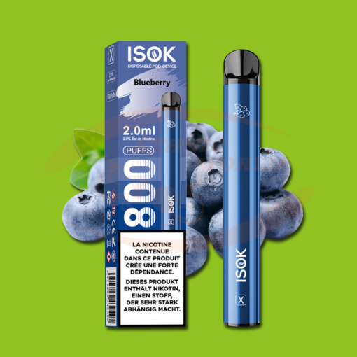 ISOK X Blueberry 800 20mg - TabacShop.ch | Vente de tabac en ligne | Fribourg