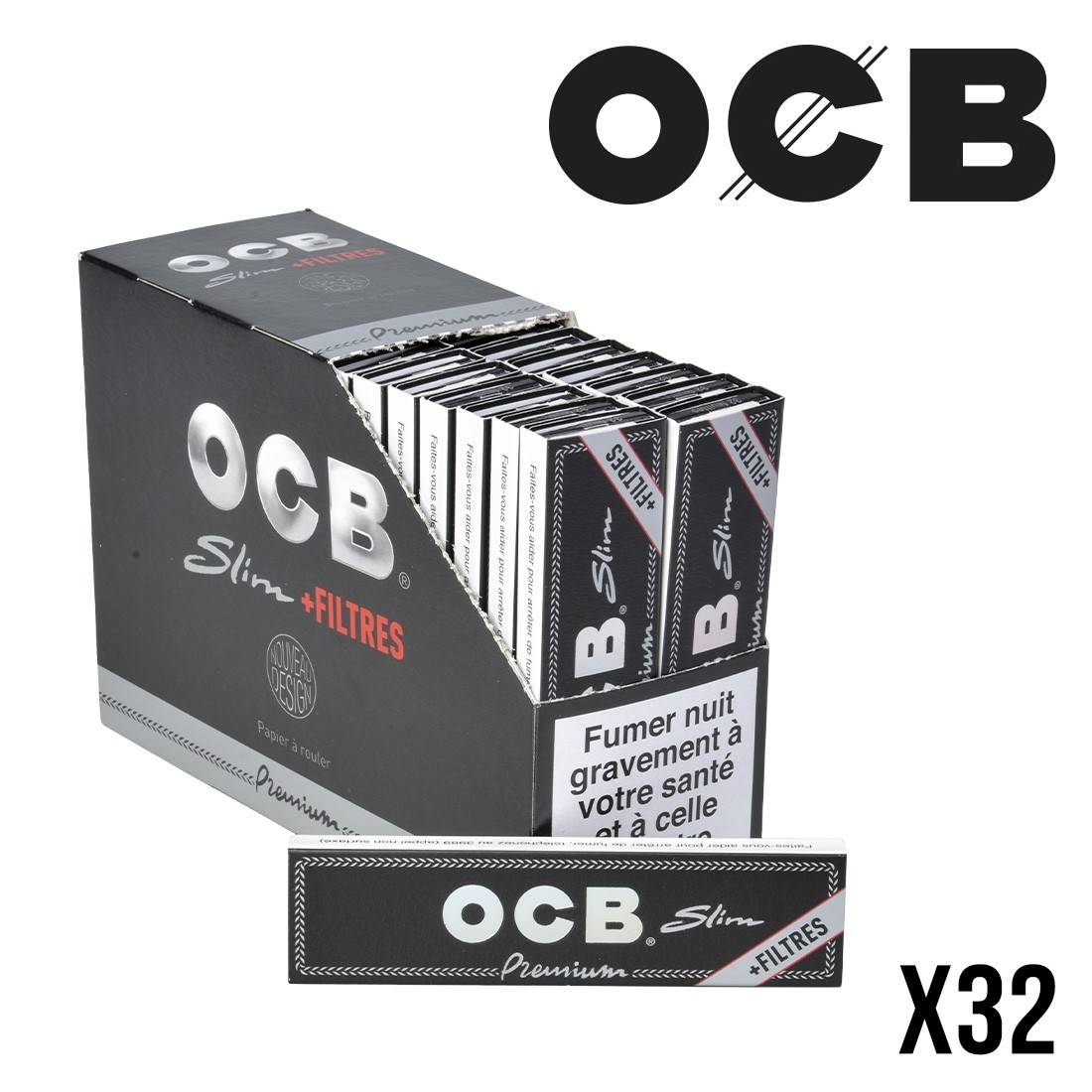 OCB Slim Premium + Filter 32pc Box - TabacShop.ch | Vente de tabac en ...